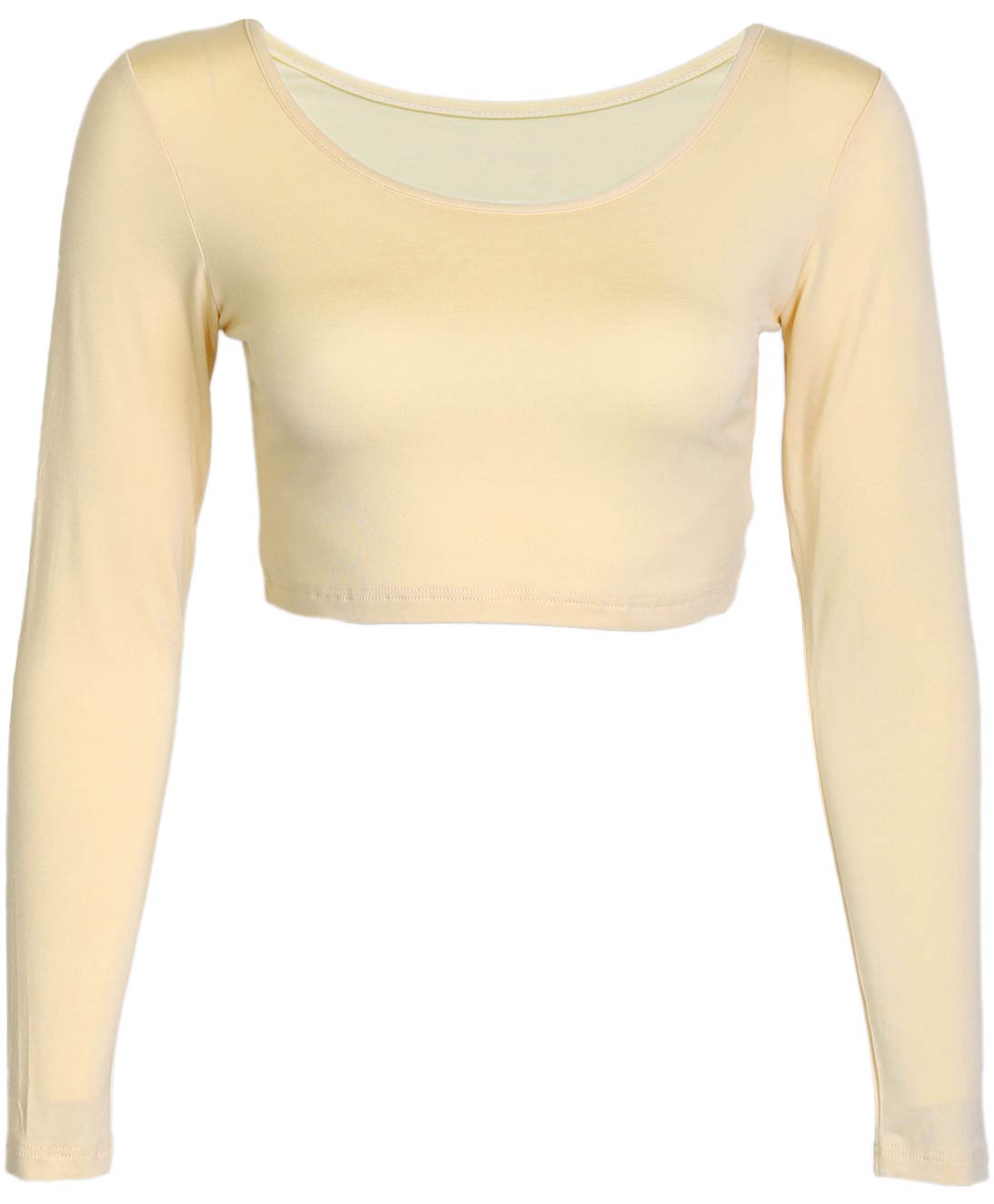 Cream Cropped Long Sleeve Body Shirt | Tee Shirt – iLoveModesty